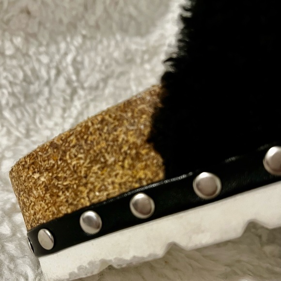 Steven New York | Shoes | Retro Clogs Black Fur Clogsslidesnail Head ...